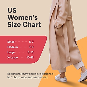 Eedor Women's No Show Socks, Comfy and Breathable Non-Slip, Low Cut Invisible Liner Socks for Casual and Formal Wear, Durable, Soft, Stretchable Fabric - 3 Pairs, Large, Size 8-10 - Black