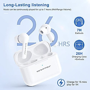 Ears Armour Wireless Earbuds Bluetooth in-Ear Headphones with 4 Microphones Hybrid Active Noise Cancelling Transparency Mode 26-H Playtime Immersive Stereo Sound TWS Earphones for Running and Call