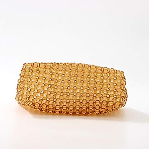 YIFEI Women Colored Transparent Beaded Acrylic Handbag Evening Handmade Bags for Wedding Party (Brown)