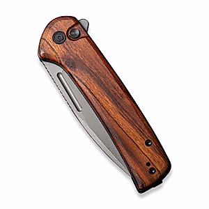 CIVIVI Pocket Knife for EDC, Conspirator Button Lock Folding Knife 3.48" Nitro-V Blade, Cuibourtia Wood Handle C21006-3