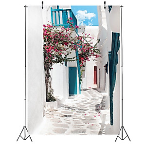 CORFOTO 6.5x10ft Greece Street Backdrop Narrow Street Background Mia Birthday Party Decorations Mia Themed Backdrop Greece Themed Party Decorations Greek Party Supplies Stone Path Wedding Banner Decor