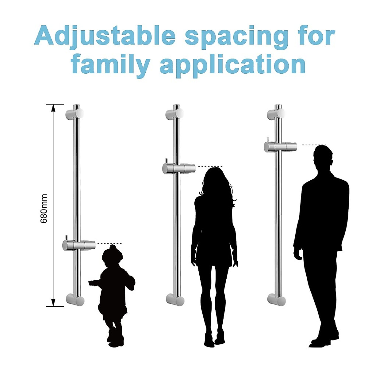 OFFO Shower Slide Bar 27 Inches Adjustable Installation Distance 15-26 Inches with 360° Adjustable Handheld Shower Head Holder for Bathroom, Screw Wall Mounted, Chrome Finish