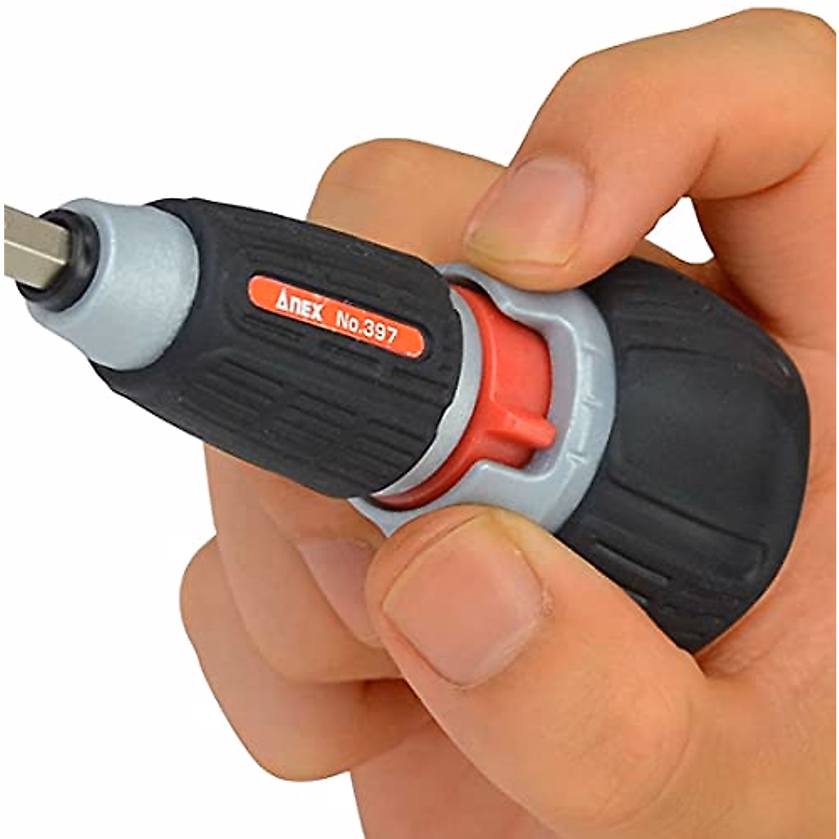 ANEX Ratcheting Screwdriver Ball Handle, Japanese Heavy Duty Magnetic Bit Set (Phillips+2, Flat Head-6), Quick Ball Grip 72 Gear Ratchet Screwdriver, Made in JAPAN