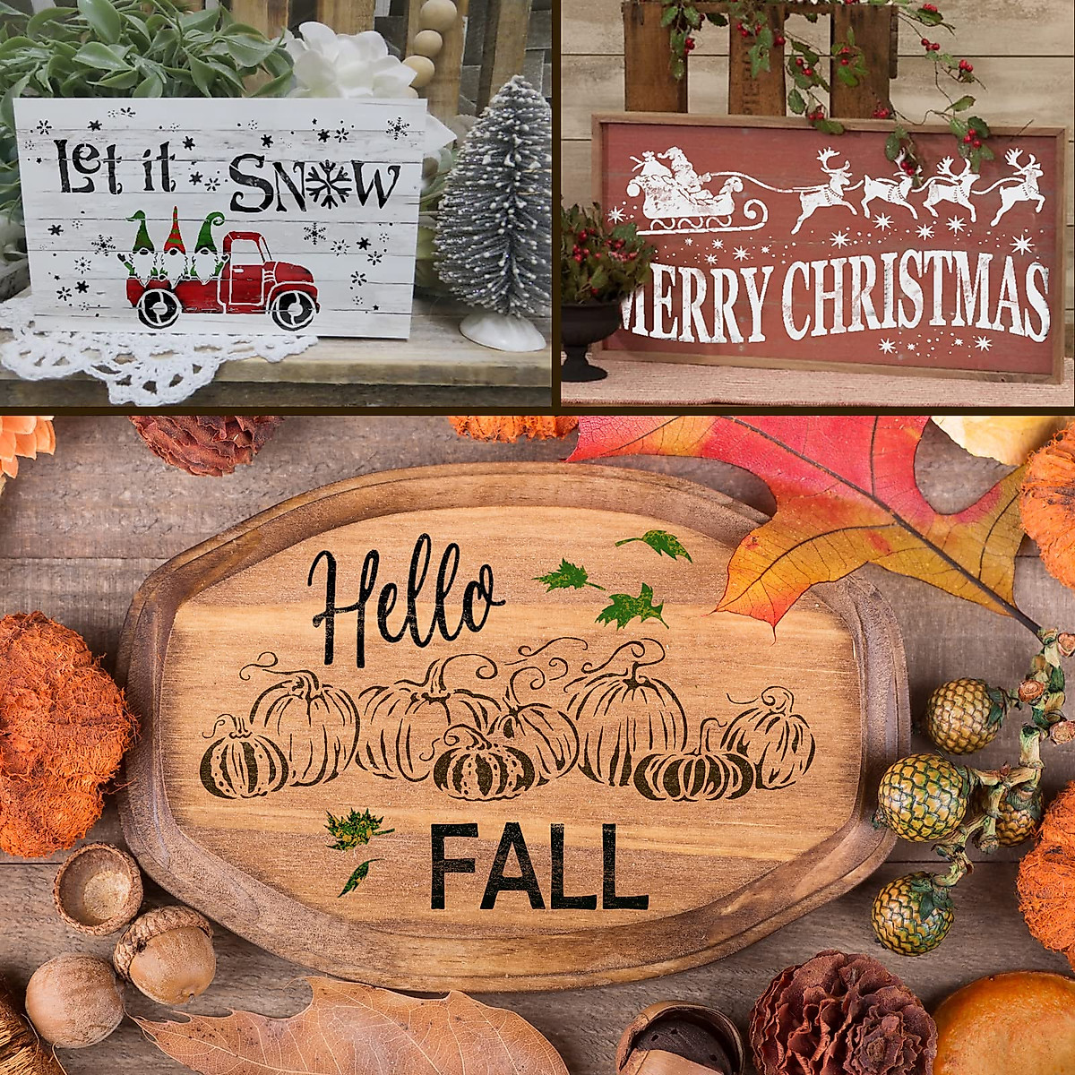 22PCS Large Letter Welcome Stencils for Painting on Wood - Vertical Welcome and Home Sweet Home Stencils - Farmhouse Stencils for Crafts Reusable - Ideal Stencil Templates for Wood Signs & Crafting