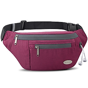 Entchin Fanny Pack for Women Men with 4-Zipper Pockets, premium fashion Waist Pack Crossbody Bum Bags for Hiking, Running, Travel, Cycling and Casual(Burgundy)