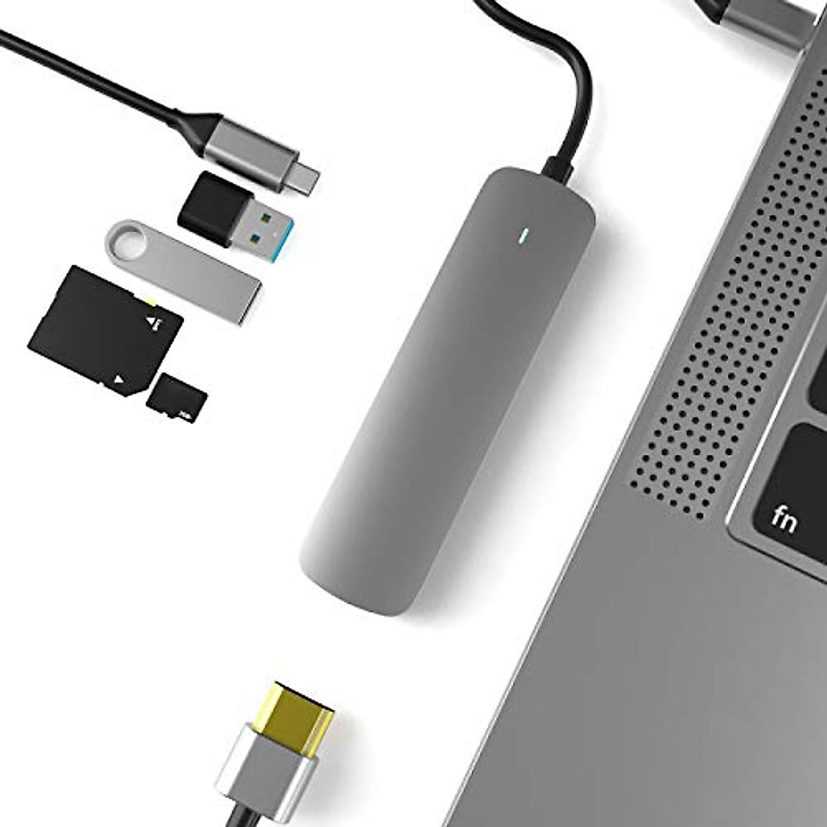 USB C hub,USB C Docking Station,6 in 1 USB C Docking Station Adapter,with 1 4K HDMI-Compatible,1 USB2.0,1 USB3.0,1 PD,SD TF Card Reader,Suitable for USB -C Type Equipment.