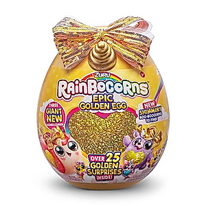 Rainbocorns Epic Golden Egg by ZURU (Reindeer), Girls Toy Includes Stuffed Animal with 25+ Golden Surprises, with Rings, Stickers, Bows, and More - Girls Gift Idea
