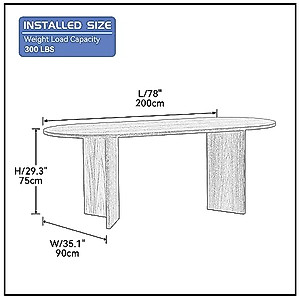 LyuHome 78" Oval Wood Dining Table, Mid Century Modern Kitchen Rectangular Wood Table, Dining Room Table for 4 6 8 with Wooden Legs for Kitchern and Living Room (Walnut)