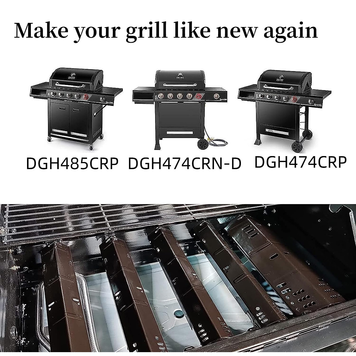 GOKOTASA Grill Heat Plate Replacement for Dyna-Glo DGH485CRP,DGH474CRP, Heat Plates for Dyna-Glo 4 Burner Grill, Porcelain Steel Heat Plate, 5 Pack