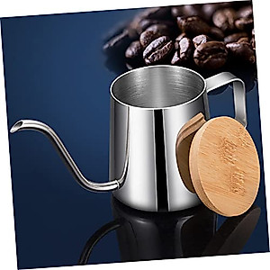 VINTORKY Coffee Pot Drip Kettle Stove Espresso Maker Espresso Coffee Machine Mini Teapot Stovetop Espresso Narrow Spout Pot Pouring Kettle Espresso Machine Stainless Steel Silver