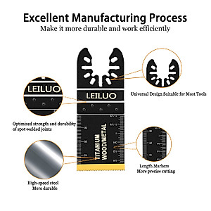 LEILUO 5 Pcs Titanium Multitool Blade Kits for Wood Nails Drywall Cutting Oscillating Saw Blades Universal Oscillating Tool Accessories with Storage Bag Compatible with DeWalt Makita Dremel and More