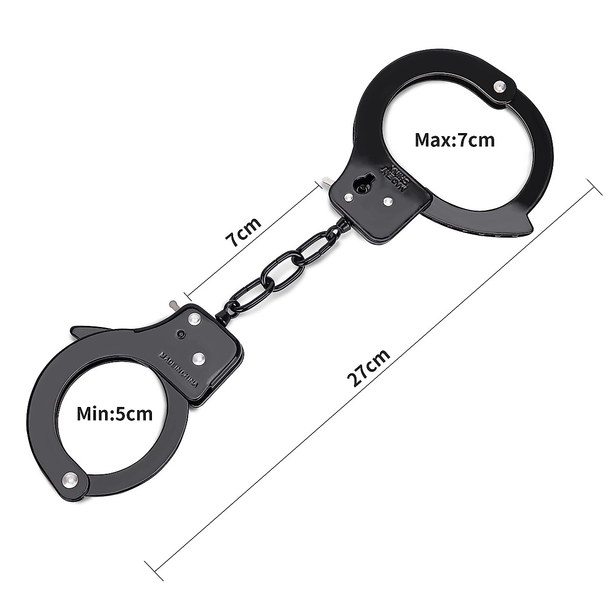 HUALIXUAN Metal Play Handcuffs, Hand Cuffs Police, Toy Handcuffs for Kids (Black)