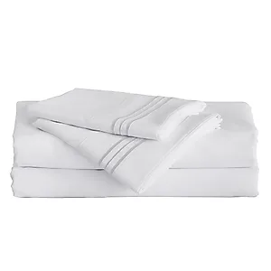 Furinno Angeland Vienne 3-Piece Microfiber Bed Sheet and Pillowcase Set, Twin, White