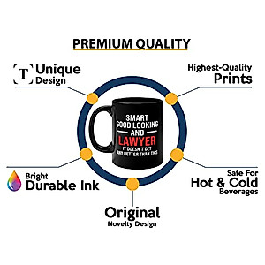 Lawyer Coffee Mug 11oz Black -Smart Lawyer - Funny Defense Attorney Court Law Degree for Lawyers Graduate Law Student