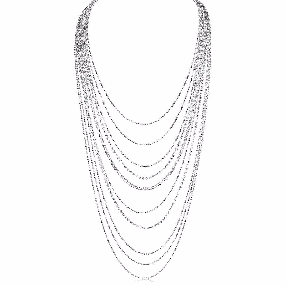 Humble Chic Rhinestone Necklace for Women - 925 Sterling Silver Plated Long Layered Necklaces for Women, Sparkly Fashion Simulated Diamond Chain, Trendy Statement Jewelry, Long Layered - Silver