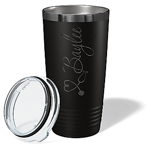 Personalized Heart Stethoscope Tumbler Gift for Nurse, RN, LPN, CNA, CMA, MA on Black with Ion Ghost Black Design 20 oz Stainless Steel Tumbler with Lid - Insulated Cup - Custom Travel Mug