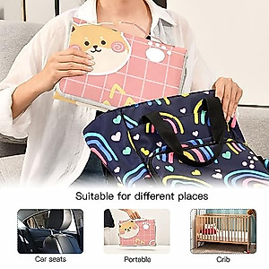 Bulletgxll Cute Shiba Portable Diaper Changing Pad Waterproof Changing Pad with Baby Tissue Pocket and Magic Stick for Newborn Baby.