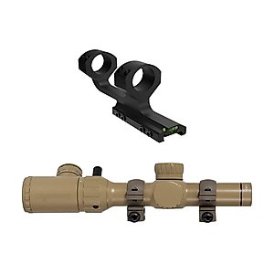 Monstrum 1-4x20 Rifle Scope | Flat Dark Earth | Moonstrum Offset Scope Mount with Integrated Level Bubble | Bundle