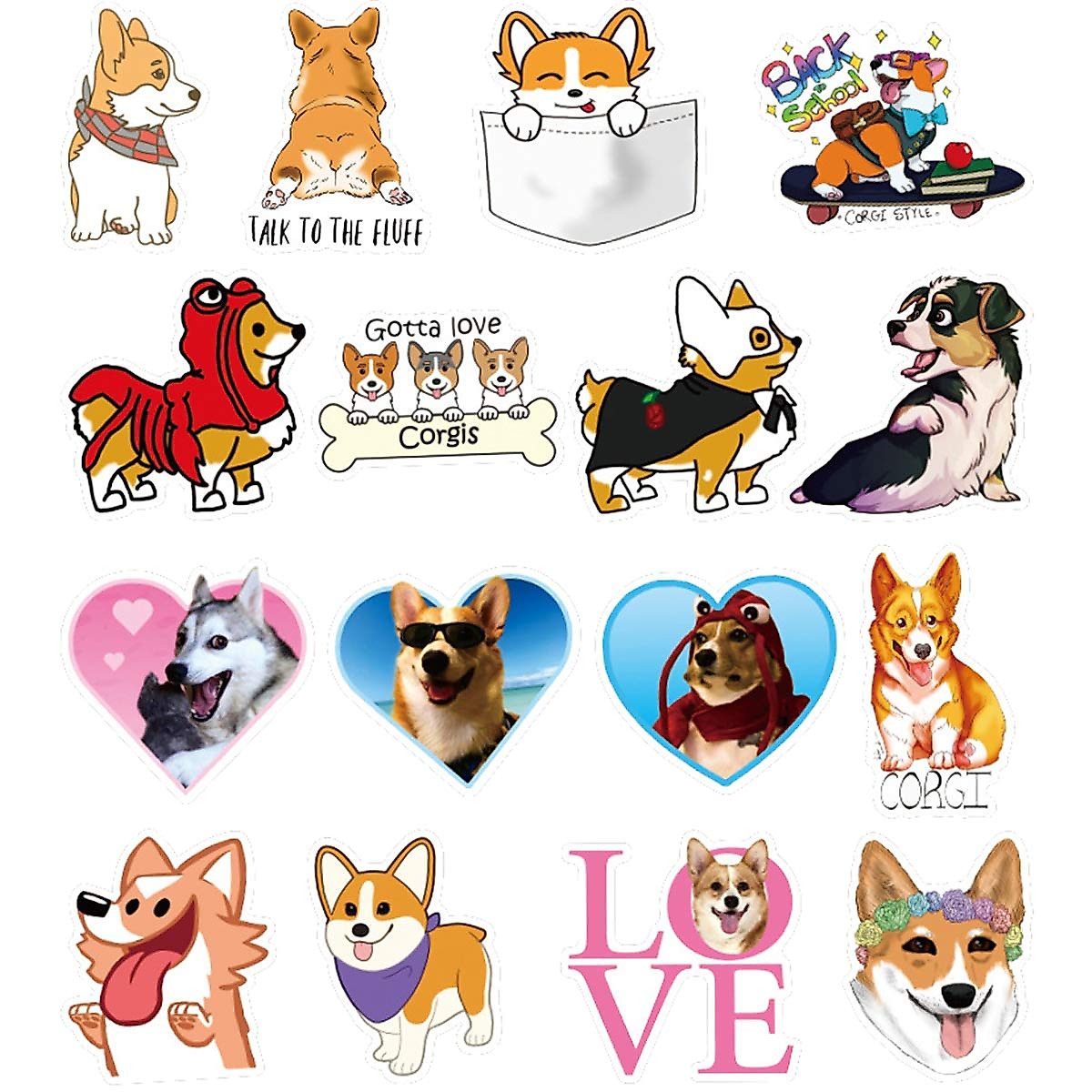 Corgi Stickers 50PCS Pet Dog Stickers Vinyl Waterproof Toys Decal Stickers Motorcycle Luggage Bycircle Water Bottles Skateboards Snowboard Phone Pad Mac Stickers