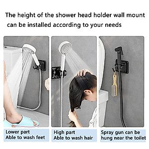 Shower Head Holder with Hook - Strong Adhesive Waterproof Handheld Shower Holder, Adjustable Shower Wand Holder Wall Mount for rv Shower Kids Shower Bathroom Shower, No Drilling (Silver)