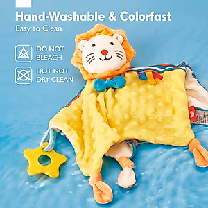 hahaland Baby Stuff Loveys for Babies Lion Security Blanket with Baby Teething Toys 0-3-6-12 Months Baby Gifts for Newborn Baby Boys Girls Infant Toys