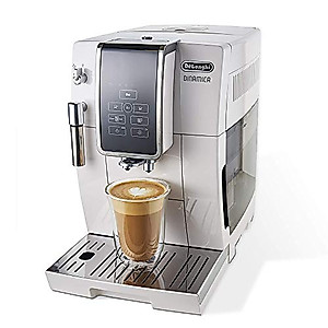 De'Longhi Dinamica Automatic Coffee & Espresso Machine, Iced-Coffee, Burr Grinder, (Renewed) (White)