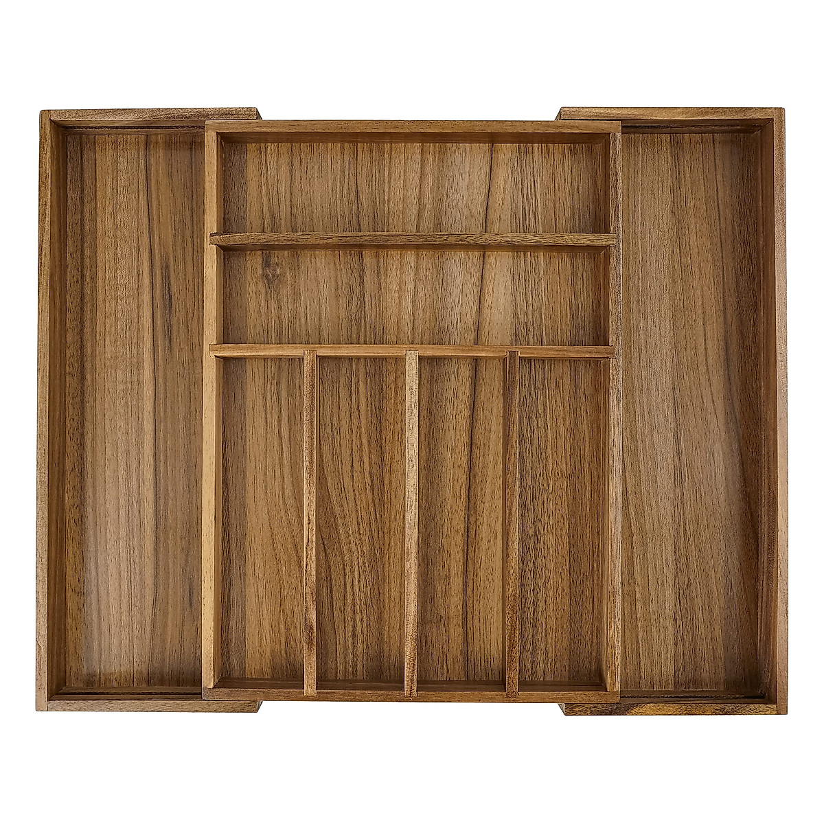 Utoplike 4 pcs Bamboo Adjustable Kitchen Drawer Dividers(16.8-21.8IN) and Acacia Expandable Cutlery Drawer Organizer