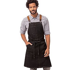 Chef Works Unisex Berkeley Bib Apron, Black, One Size