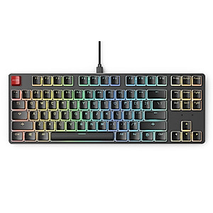 (Keyboard + Keycaps) Glorious Modular Mechanical Gaming Keyboard - TENKEYLESS (87 Key, Prebuilt) + Glorious Black Aura Keycaps (Bundle)