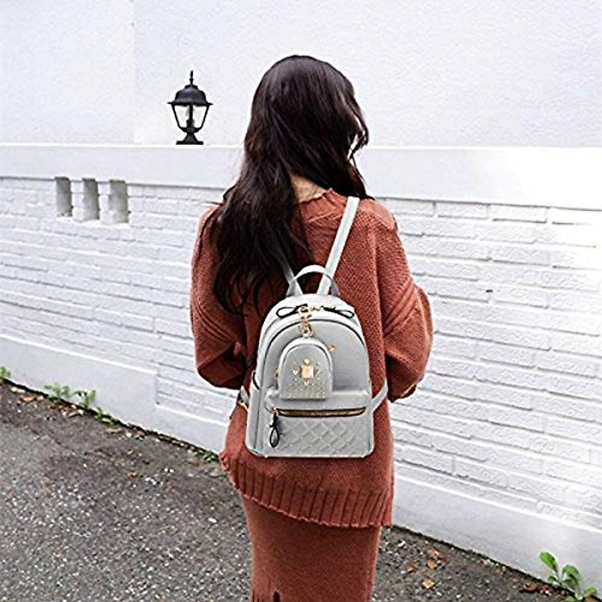 Janede Fashion Small Backpack Mini Purse Casual Daypacks Leather for Teen and Women New (Grey)