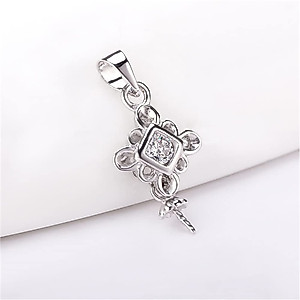 LGSY Sterling Silver Chinese Knot CZ Bail Pin Pendant Fitting for Pearl Jewelry, Design Pendant Mount for Women DIY Jewelry Making
