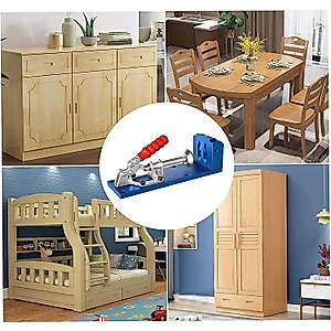 Pocket Hole Jig Kit Tool for Carpentry Positioner Pocket Dowel Hole Jig System Set with Drill Bit Square Driver Screws 48 PCS Aluminum Woodworking Punch Locator Kit