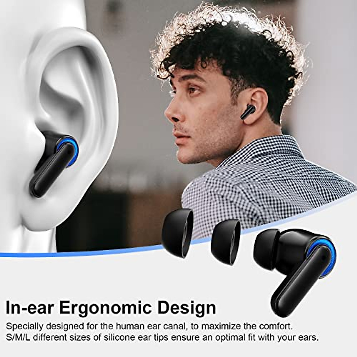 COOYA Wireless Earbuds for iPhone 14 Pro Max 13 11 12 TWS Bluetooth Headphones Bass Noise Canceling in-Ear Headsets with Mic ENC Wireless Gaming Earphone for Samsung S23 S22 Ultra A53 Flip 4 3 S21 A13