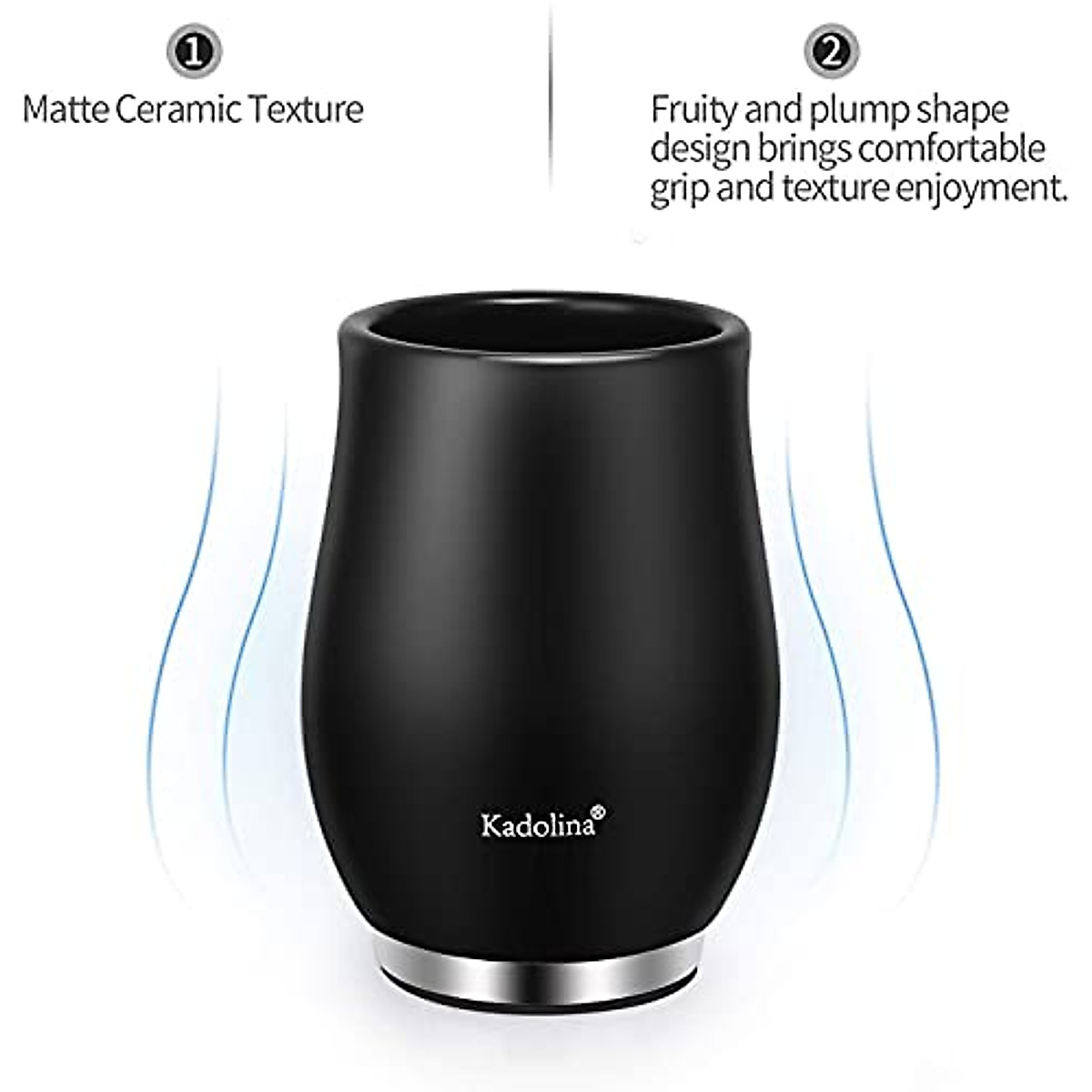 Kadolina Black Bathroom Accessories Set, Toothbrush Holder Set, Lotion Soap Dispenser, Soap Dish, Tumbler Cup, Ceramic Vanity Countertop Accessory Set Bath Restroom (4 Pcs)