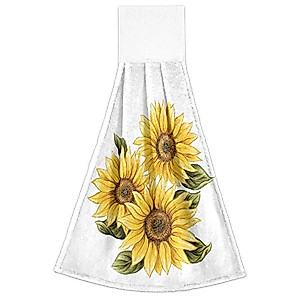 Boccsty Sunflower Hanging Kitchen Towels 2 Pieces Spring Summer Autumn Dish Cloth Tie Towels Hand Towel for Bathroom Farmhouse Housewarming Tabletop Home