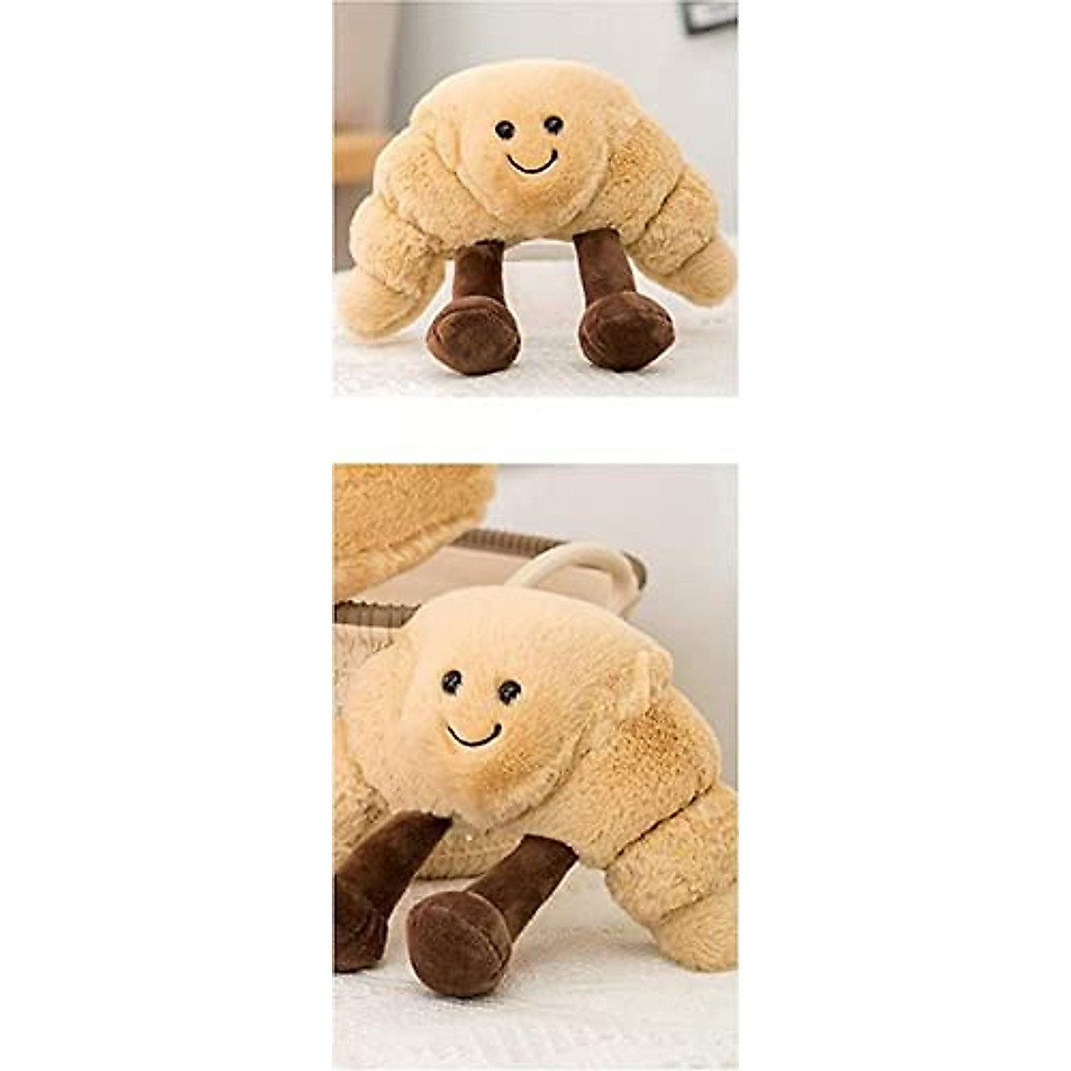 EPRHAY Toast Bread Plush Toy, Croissant Plush Cute Smile, Food Plush Pillow, Cute Plush Stuffed Toy, Funny Soft Plush Toy for Gifts
