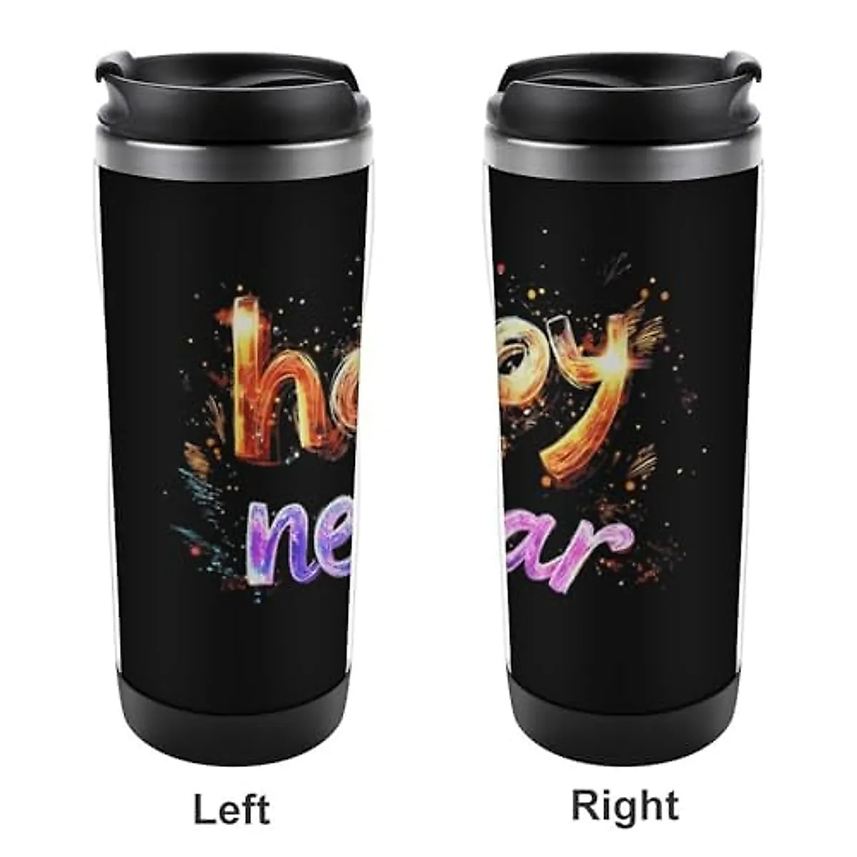 Happy New Year Travel Coffee Mug Reusable Insulated Drinking Cup with Lid for Home Outdoor Works 13 Oz
