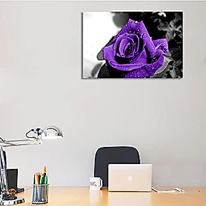 AFLE Purple Rose Poster,Black And White With,Canvas Wall Art For Living Room Decor Aesthetic Vintage Posters & Prints Dorm Poster Girl Wall Decor Canvas Paintings Wall Art Wall,12x18 inches,Unframed