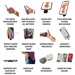 TLTD Premium Finger Grip Holder with 360°Rotation Pop Out Silicone Cushion Finger Grip for iPhone Smartphones with Secure Stick More Comfortable Than Ring or Collapsible Strap Clear with Black