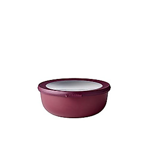 MEPAL, Cirqula Multi Food Storage and Serving Bowl with Lid, Food Prep Container, Shallow, Nordic Berry, 1.3 Quarts (1.25 Liters, 42 ounces), 1 Count
