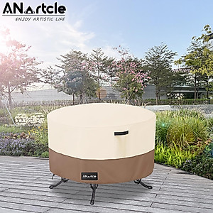 ANartcle Round Patio Table Covers 50inch,100% Waterproof 600D Heavy Duty Round PatioTable Cover,Round Patio Table Covers for Outdoor Furniture,50&quot; Dia x 23&quot; H,Beige&amp;Brown.