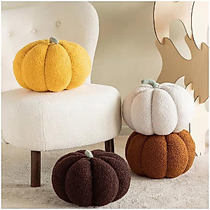 Eoieov Fall Pumpkin Decoration Pillows for Bed Sofa Plush Pumpkin Pillows Halloween Decorations for Home Couch Car and Bedroom Playroom,Caramel,11"