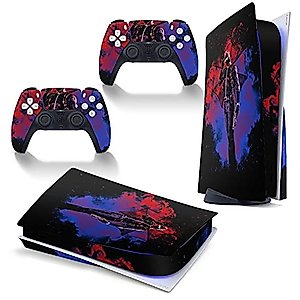 PlayStation 5 optical drive version sticker protective cover, Soul of Wesker ps5 controller protective shell (compatible with ps5 optical drive)
