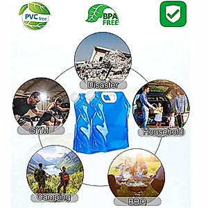 Aesackir 2 Pack Collapsible Emergency Water Jug Container Bag,2.6 Gallon/10L Water Tank Container,BPA Free Plastic Water Carrier Tank,Outdoor Folding Water Bag for Hiking,Camping,Picnic Etc(Blue)