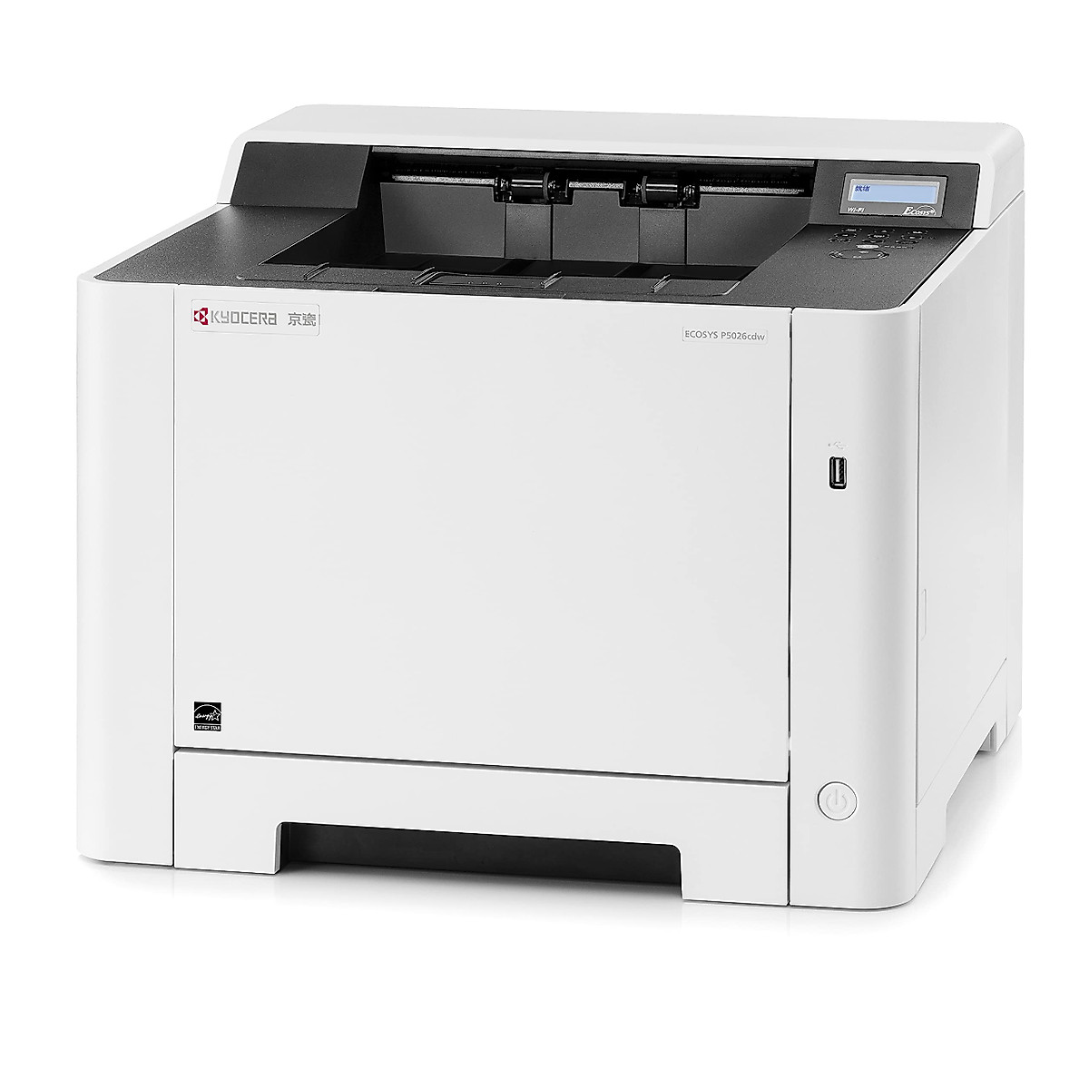 Kyocera ECOSYS P5026cdw Color Network Laser Printer, 27 ppm, Standard 1200dpi, Standard Duplex, Gigabit Ethernet, USB, Wireless & Wi-Fi Direct, Mobile Print, 512 MB Memory, 2 Line LCD Screen
