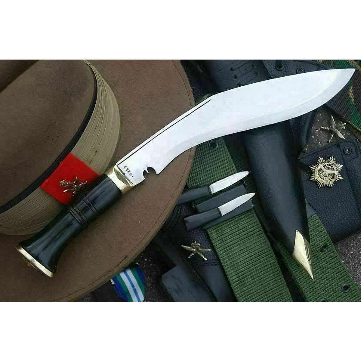 Authentic Official Issued Kukri - Traditional Hand Forged Blade Khukuri - Service No.1 Standard Size - EGKH Factory Outlet in Nepal - Ready to use - Balance water tempered - High Carbon Steel