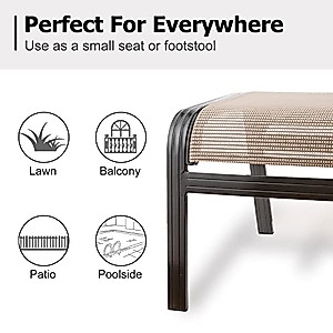 2O2OUP Summerville Outdoor Ottomans Textliene Patio Furniture Small Seating Furniture Aluminum Metal Footstools for Rest Set of 2