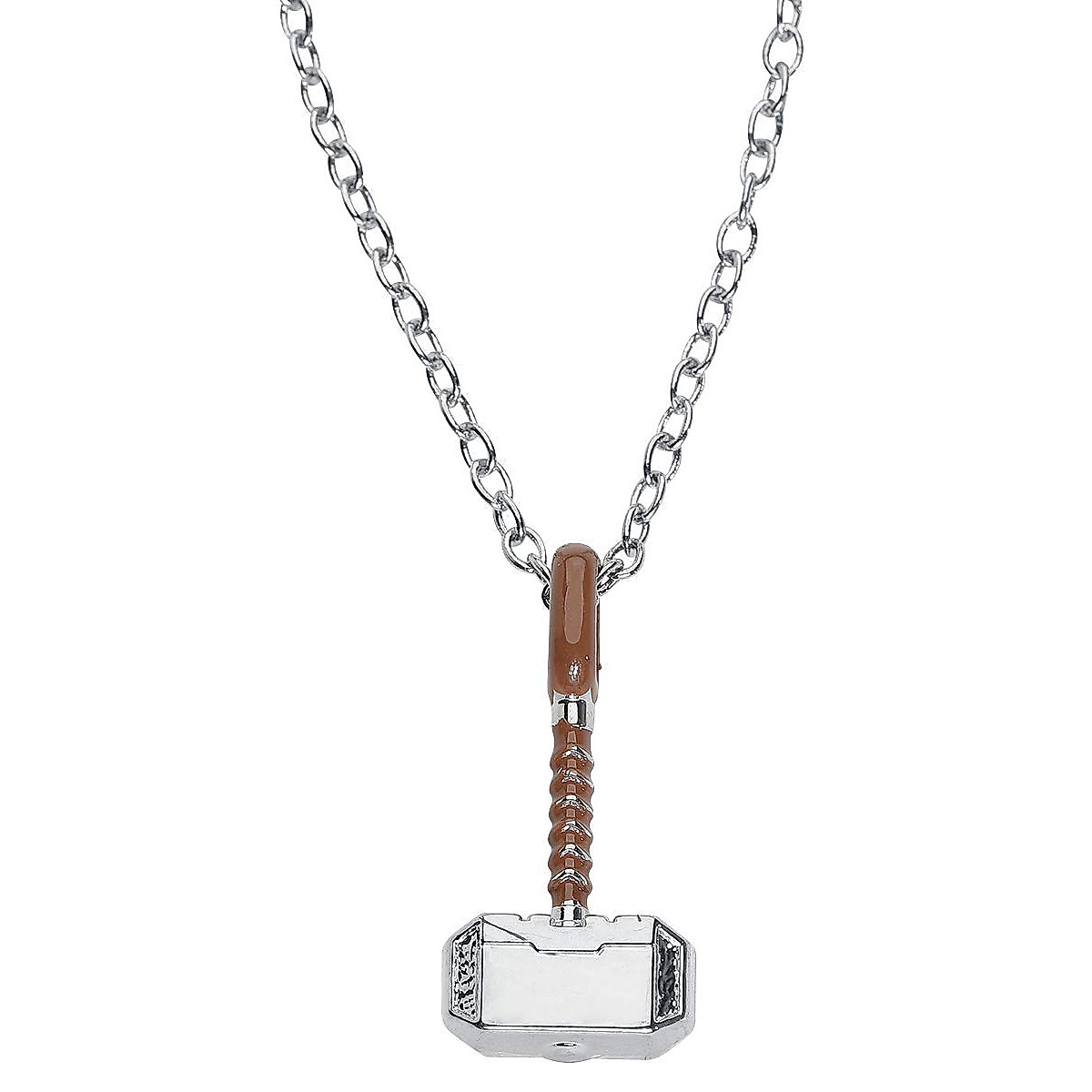 Marvel Comics Thor Hammer Unisex Adult Silver Plated Pendant Necklace. Official Licensed Jewelry, One Size.(THORHAMPNK01B)