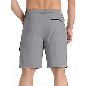 TACVASEN Men's Summer Outdoor Shorts Quick Dry Cargo Casual Shorts Light Grey, 38