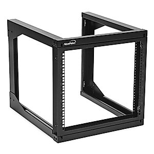 NavePoint 9U Server Rack with Swing Gate - 9U Wall Mount Rack for 19 Inch IT Equipment Open Frame Rack – Network Rack Wall Mount for AV & Server Equipment 24” Deep 9U Rack, Black